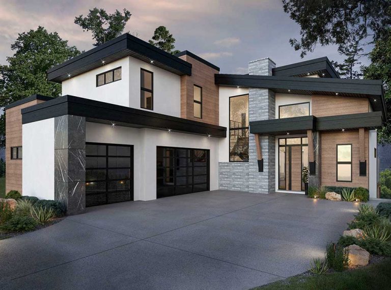 3-Bed Modern Home Plan with 3 Levels of Decks | Ebhosworks