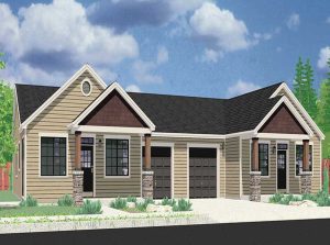 One Level Duplex House Plans, Ranch Duplex House Plans